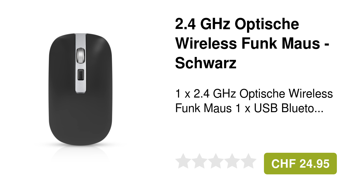 Optische Wireless Funk Maus mit 500mAh Akku Schwarz
