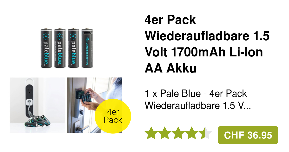 Pale Blue - AA USB C Akku Batterie Wiederaufladbar