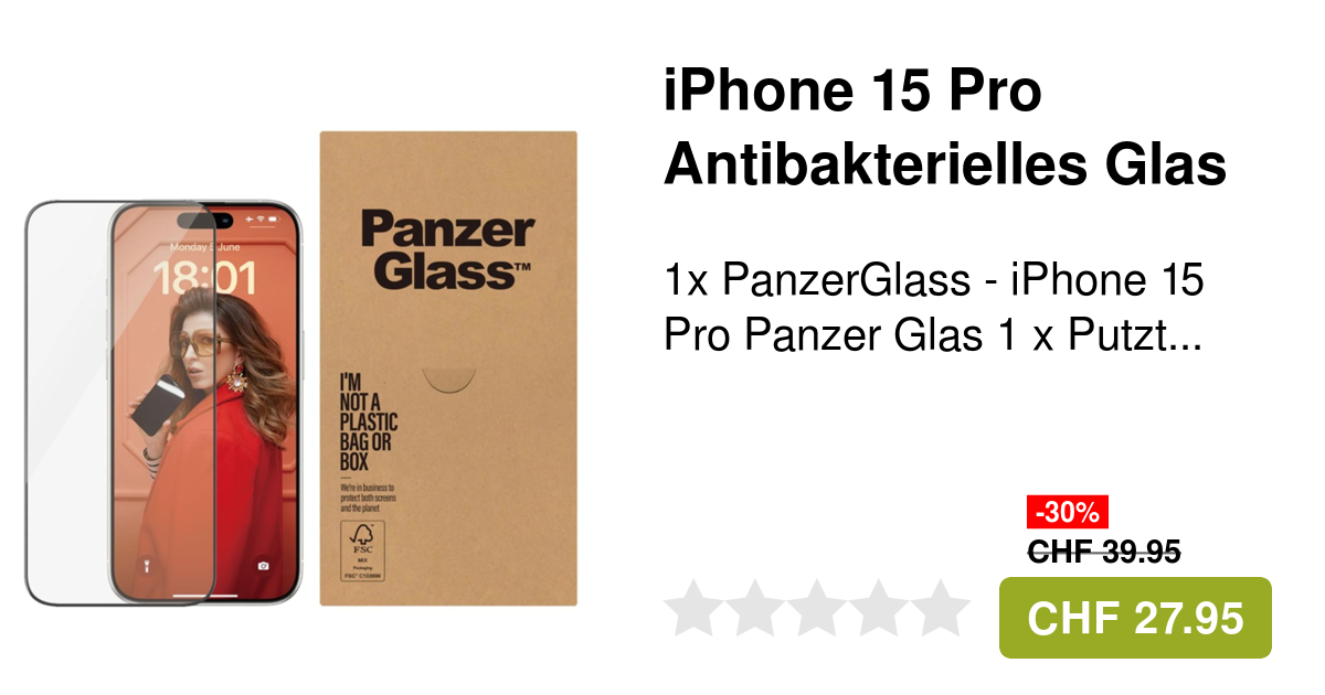 PanzerGlass iPhone 15 Pro Ultra Wide Fit Panzer Glas