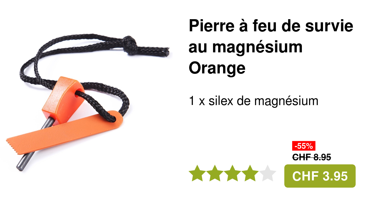 Pierre à feu en magnésium Survival Pierre à feu