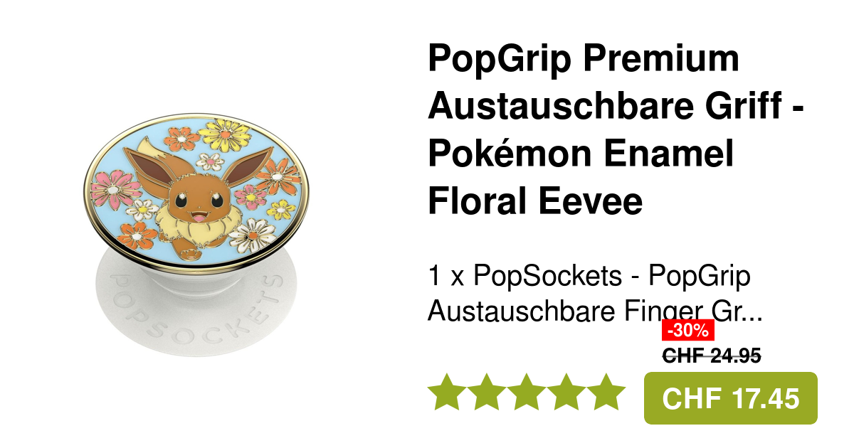 PopSockets PopGrip Premium Pokémon Enamel Floral Eevee