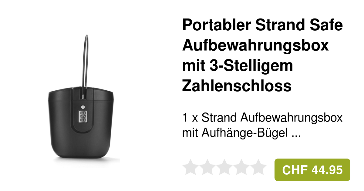 Portabler Strand Safe mit 3-Stelligem Zahlenschloss
