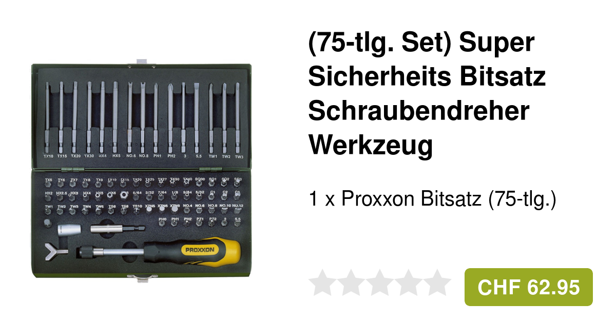 Proxxon Super Sicherheits Bitsatz Heimwerker Werkzeug