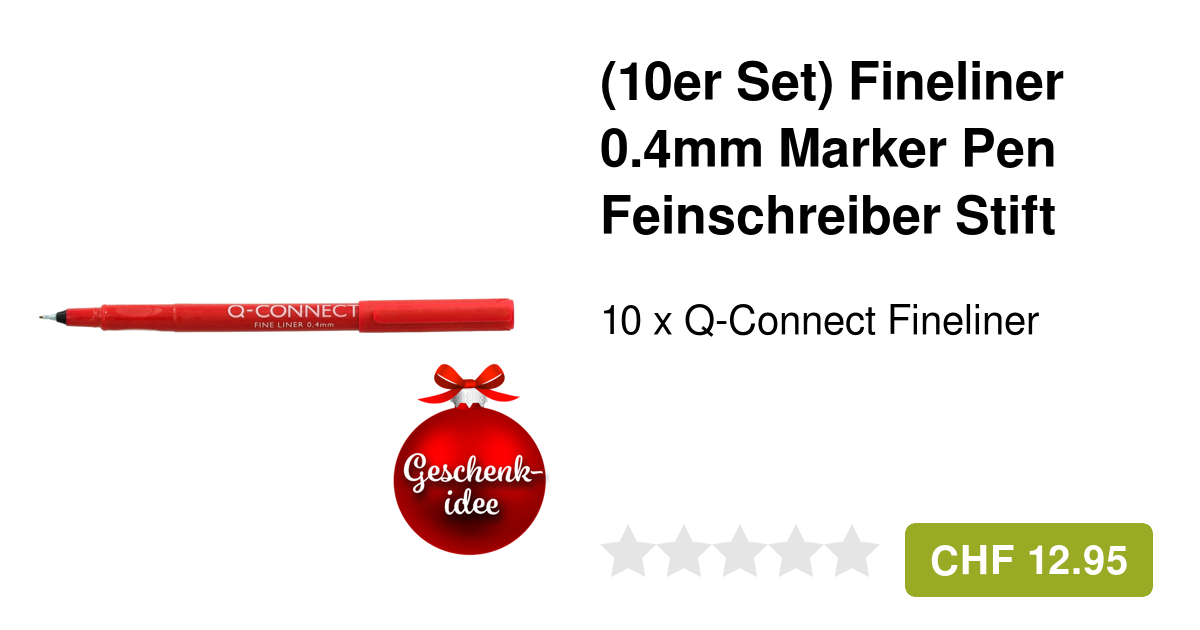 Q-Connect 10er Set Fineliner 0.4mm Marker Stift Rot