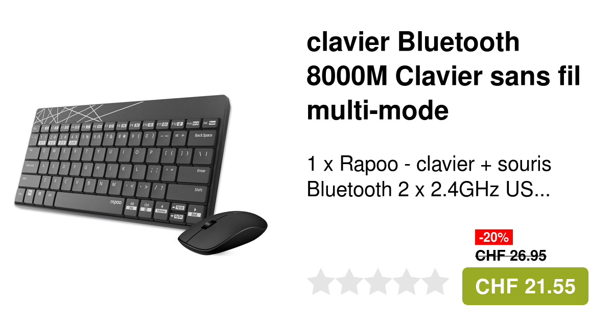 Rapoo - 8000M Clavier Bluetooth Clavier + souris