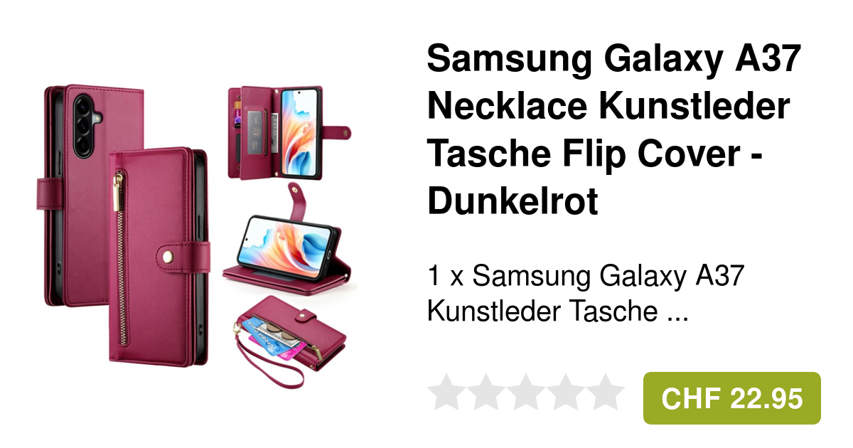 Galaxy A37 Kunstleder Tasche Reissverschluss Dunkelrot