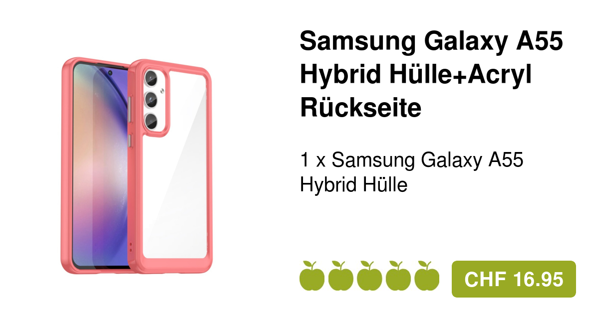 Galaxy A55 coque hybride + arrière en acrylique rose