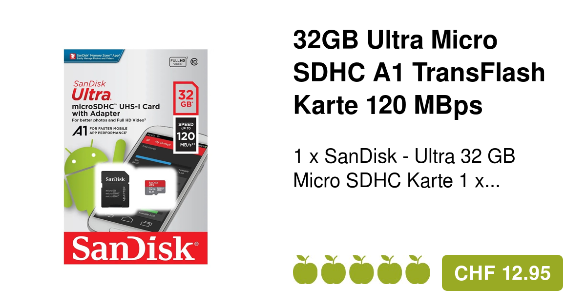 SanDisk Ultra 32GB Micro SDHC A1 Karte SD Adapter