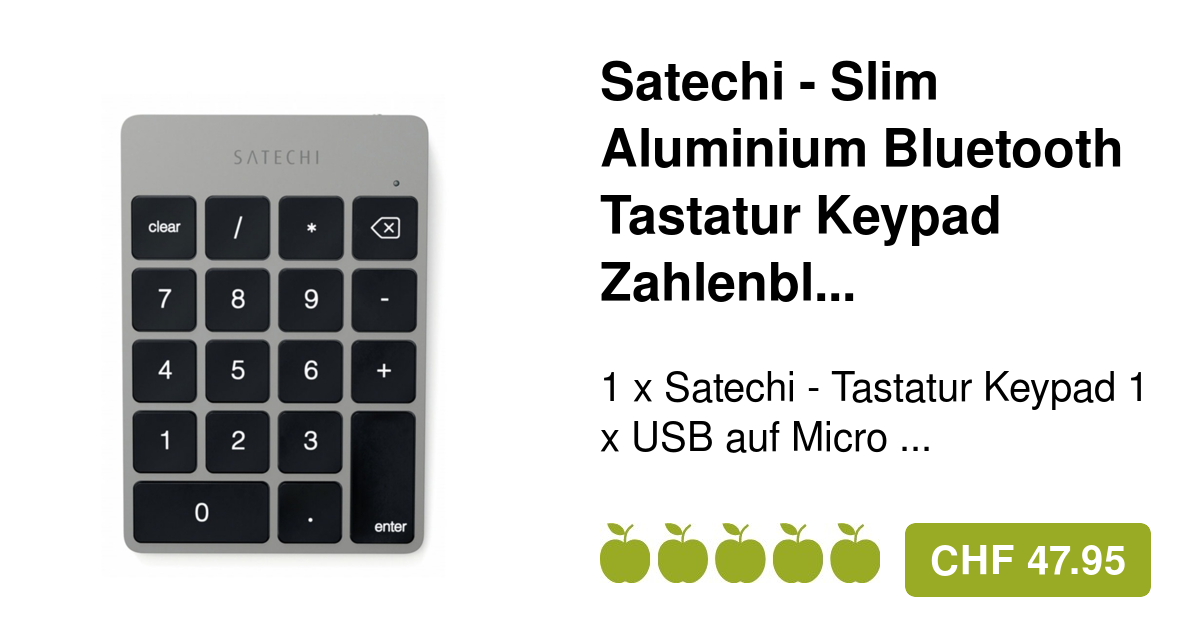 Satechi Clavier Bluetooth avec pavé numérique (ST-SALKPM)