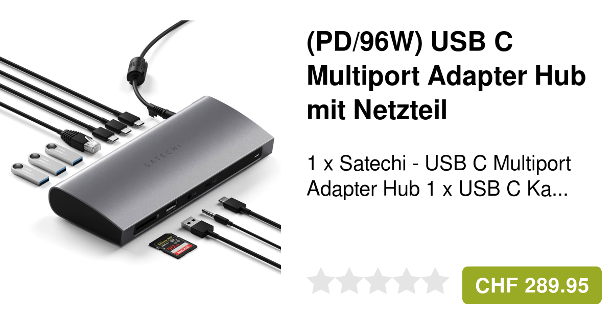 Satechi - USB C Multiport Hub mit Netzteil ST-UCT4DM