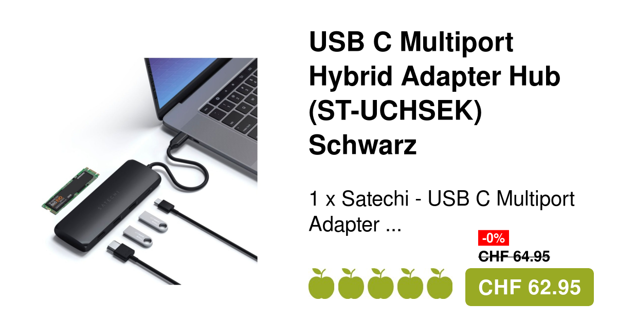 Satechi Hub Multiport Usb C 4k Hdmi Sata Ssd Noir