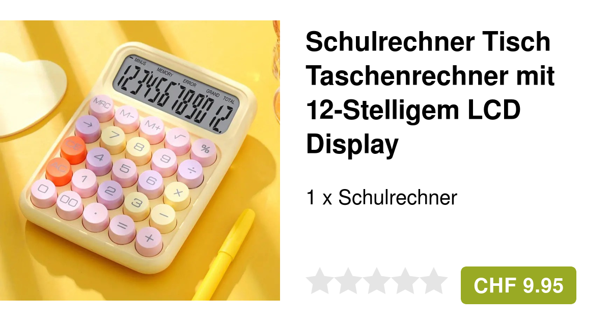 Taschenrechner mit 12-Stelligem LCD Display Gelb
