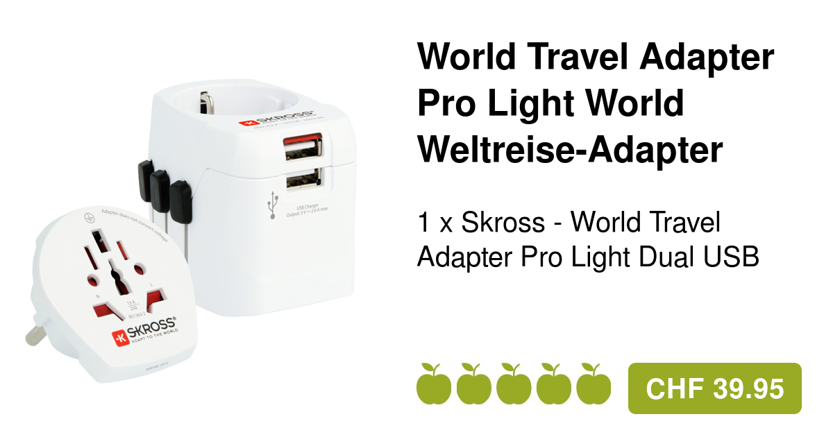 Skross - World Travel Adapter Pro Light Dual USB