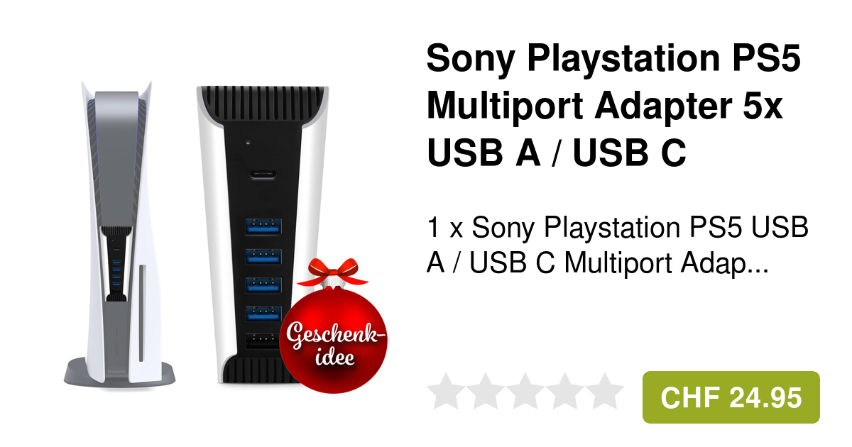 Sony PS5 Adaptateur multiport HUB avec 5x USB A / USB C