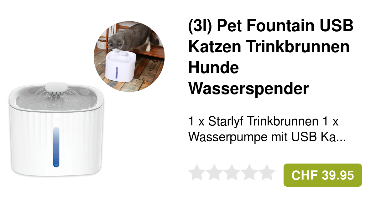 Starlyf Pet Fountain USB Katzen Trinkbrunnen Haustier
