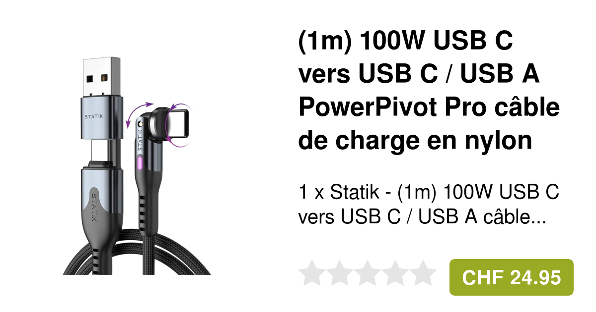 %manufacturer# (1m) USB C vers USB C / USB A câble de charge en nylon