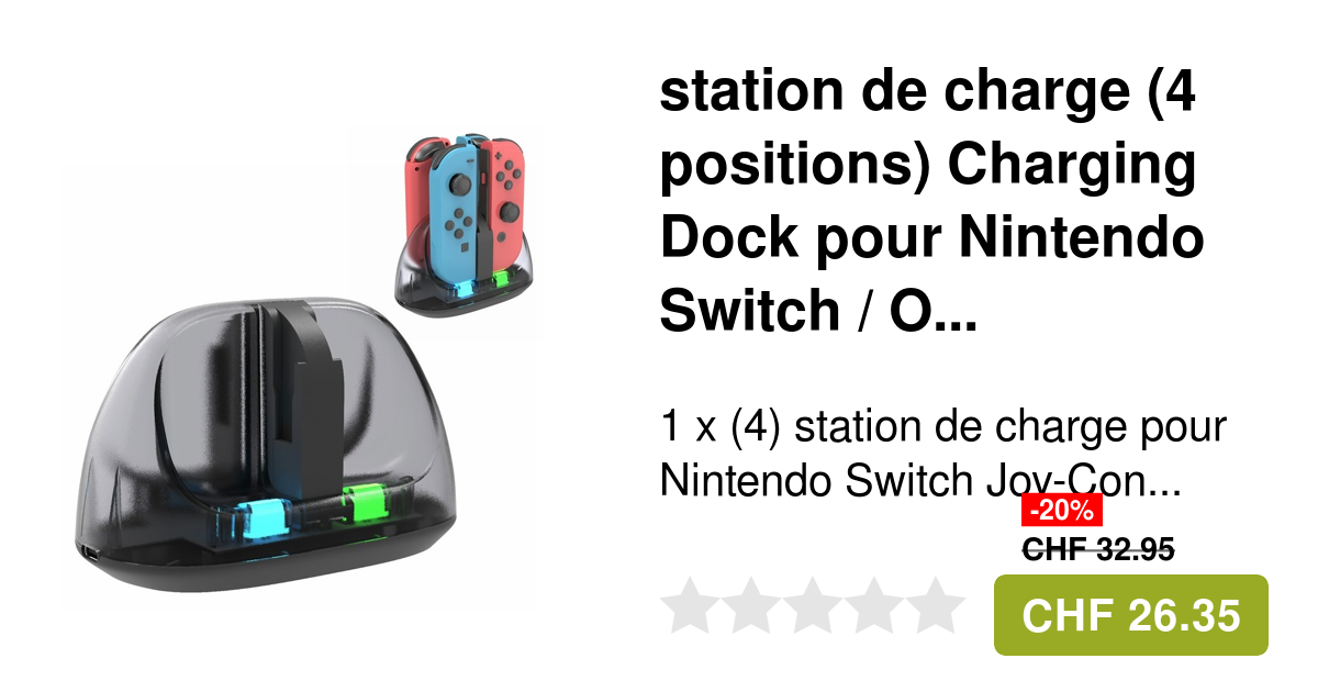 station de charge 4 ports Nintendo Switch avec LED Transparent