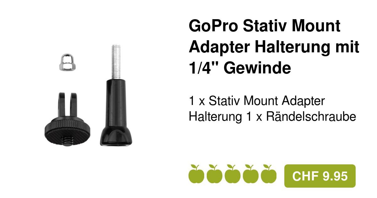 GoPro Stativ Adapter Halterung 1/4" Gewinde Schwarz