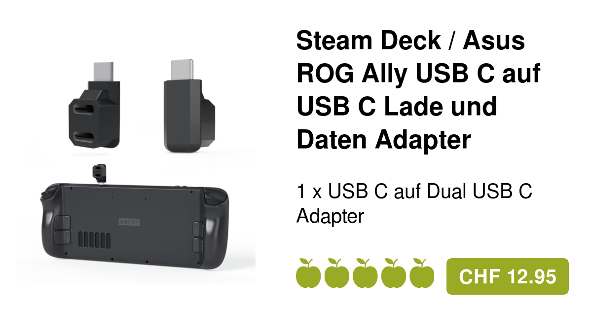 Steam Deck/Asus ROG Ally Adaptateur USB C vers double USB C