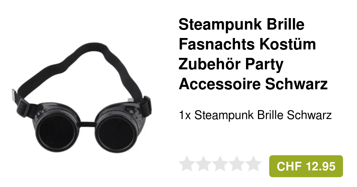 Steampunk Brille Fasnachts Kostüm Accessoire Schwarz