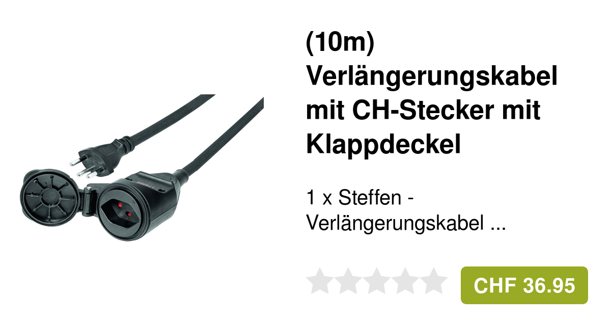 Steffen (10m) Câble de rallonge avec couvercle rabattable