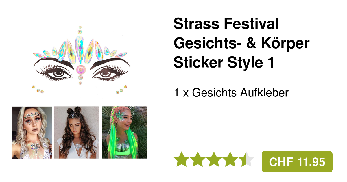 Strass Festival Visage & Corps Sticker Style 1