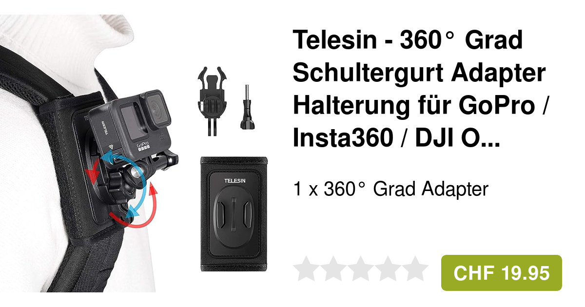 Telesin - 360° Grad GoPro Schultergurt Adapter