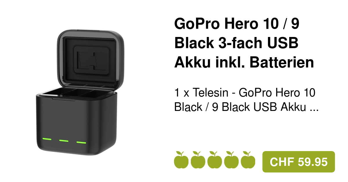 Telesin GoPro Hero 10 / 9 Akku Box inkl. Batterien