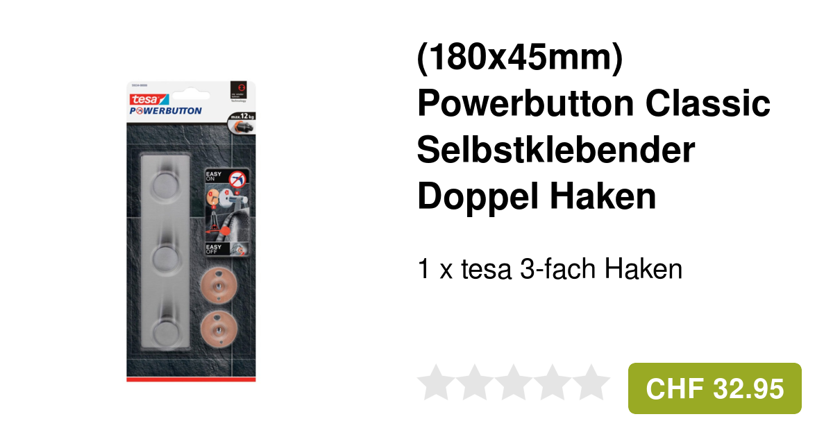 tesa Powerbutton Classic Selbstklebender 3-fach Haken