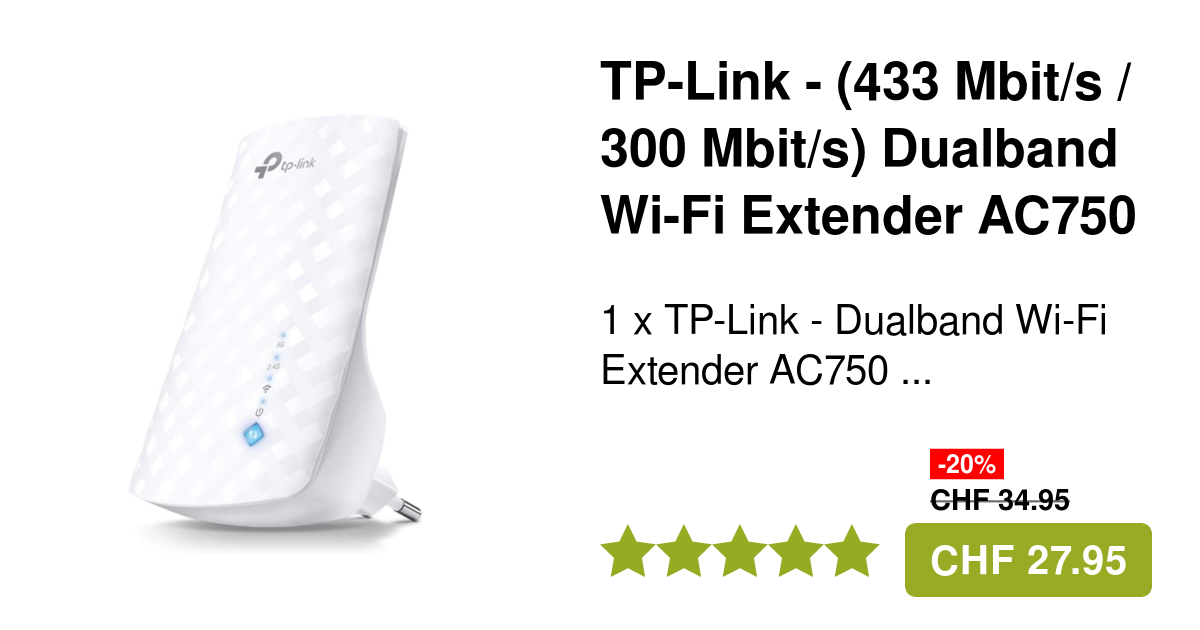 TP-Link - (750 Mbit/s) Dualband Wi-Fi Repeater RE190