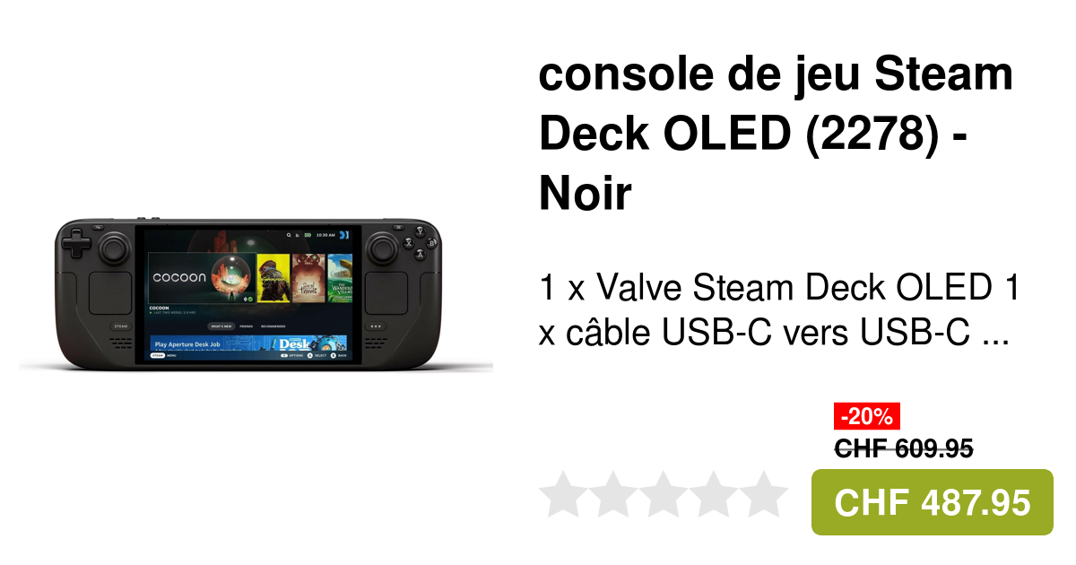 %manufacturer# - Console de jeu Steam Deck OLED 512GB noire