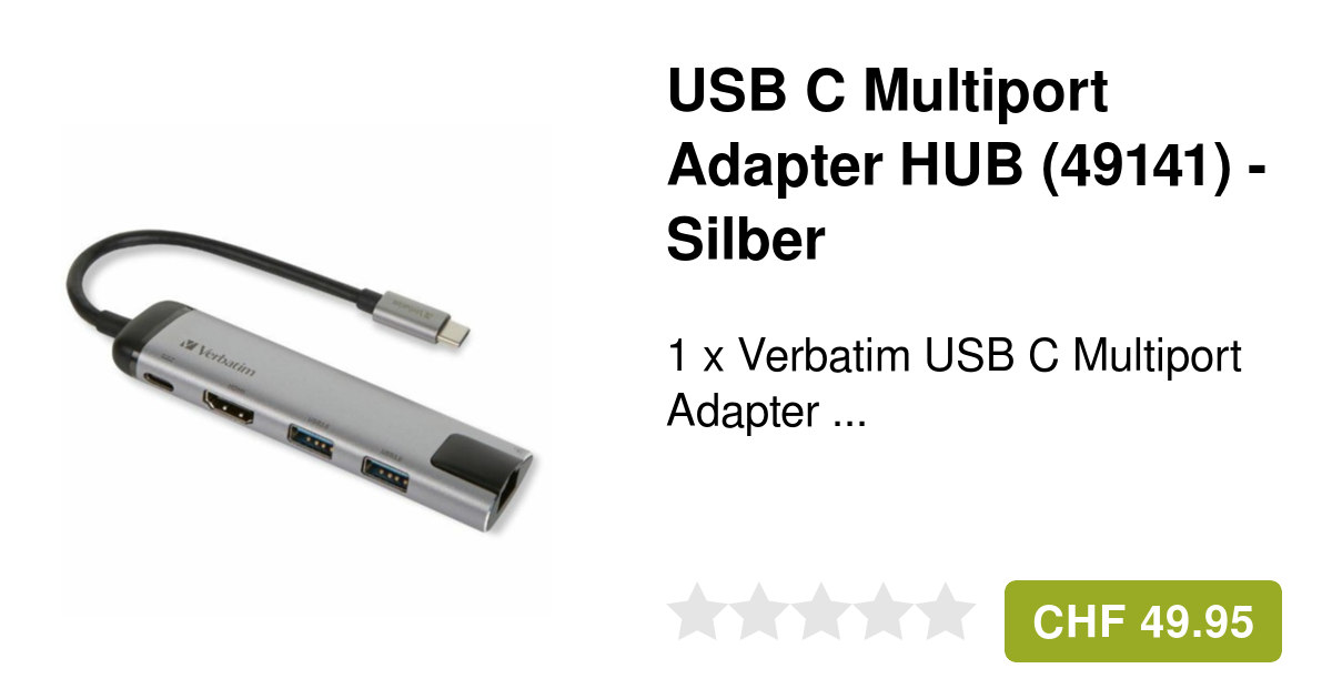 Verbatim USB C Multiport Adapter HUB (49141) Silber