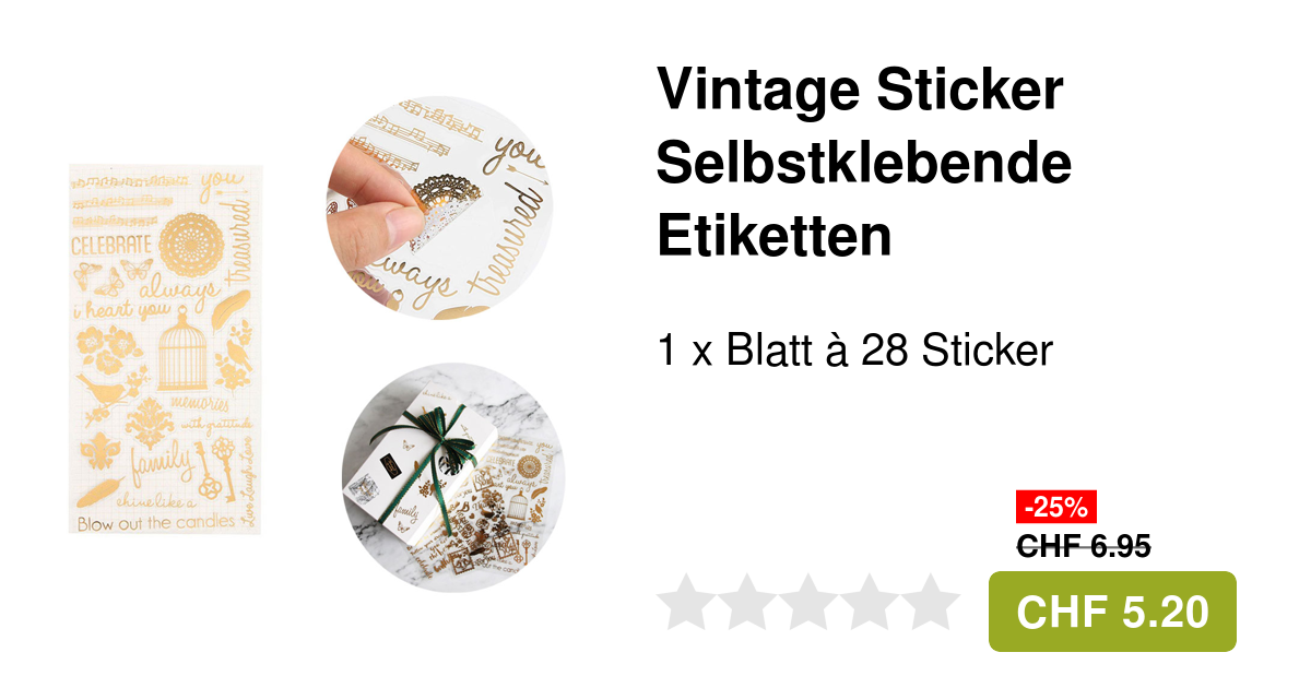 Vintage Sticker Selbstklebende Etiketten Gold