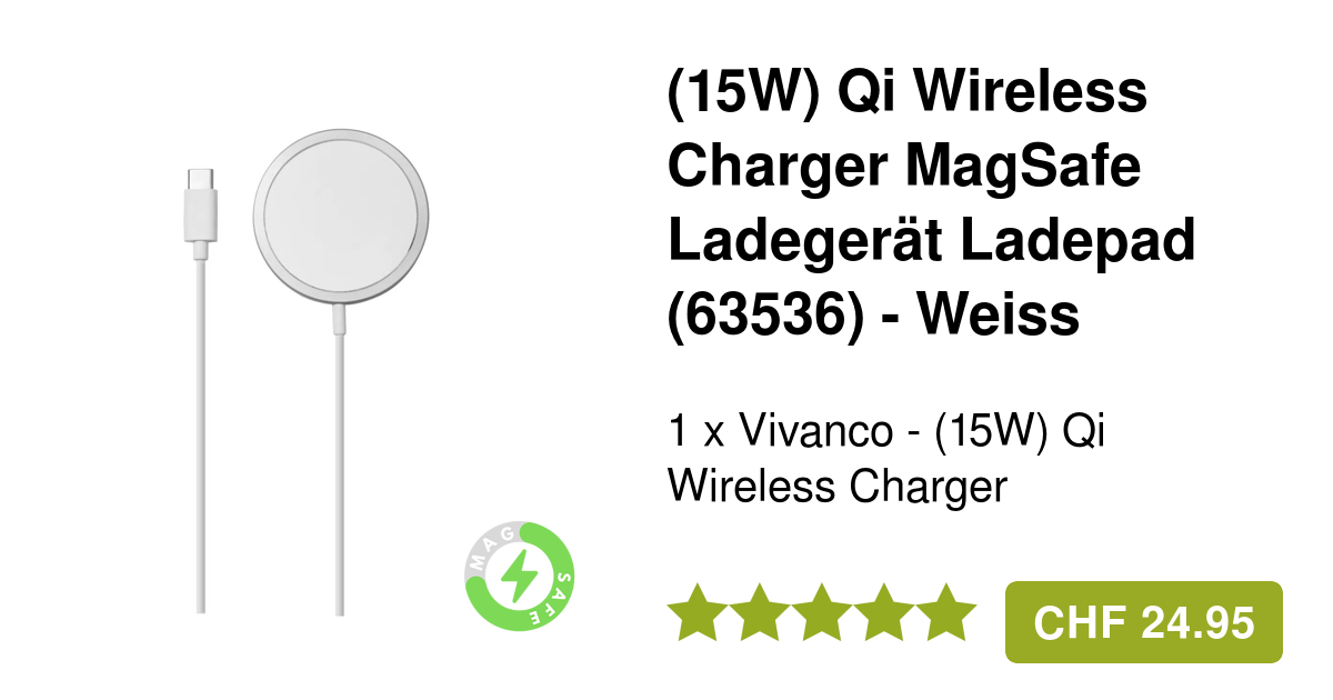 Vivanco 15w Ladegerät Magsafe Ladepad 63536 Weiss