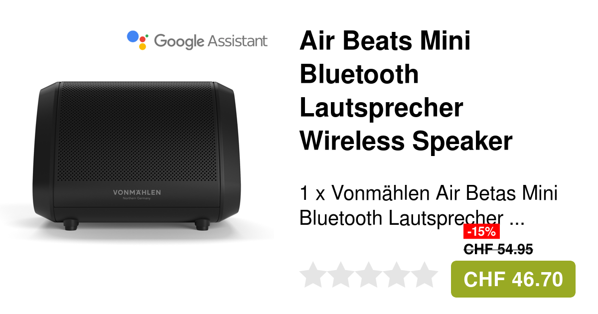 Vonmählen Air Beats Mini Bluetooth Speaker Schwarz