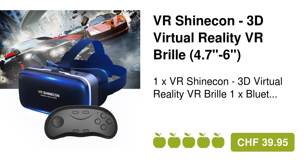 VR Shinecon 3D Virtual Reality Brille & Gamepad Schwarz