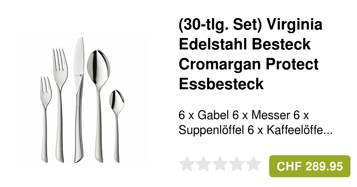 WMF 30-tlg. Virginia Edelstahl Besteck Messer Silber