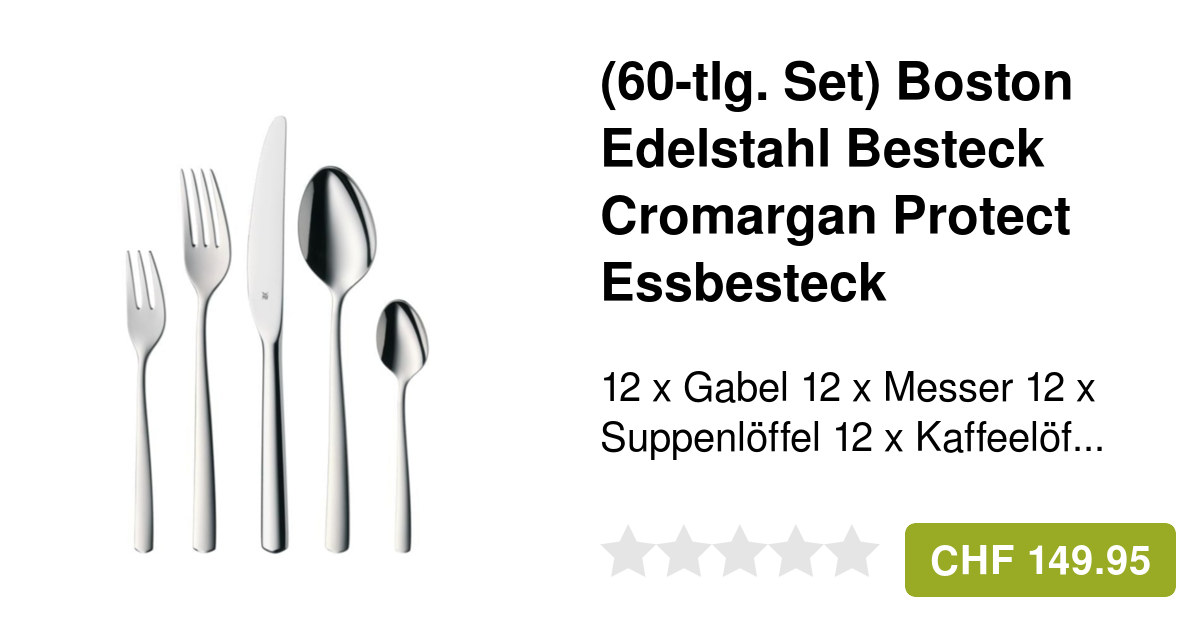 WMF 60-tlg. Boston Edelstahl Besteck Messer Silber