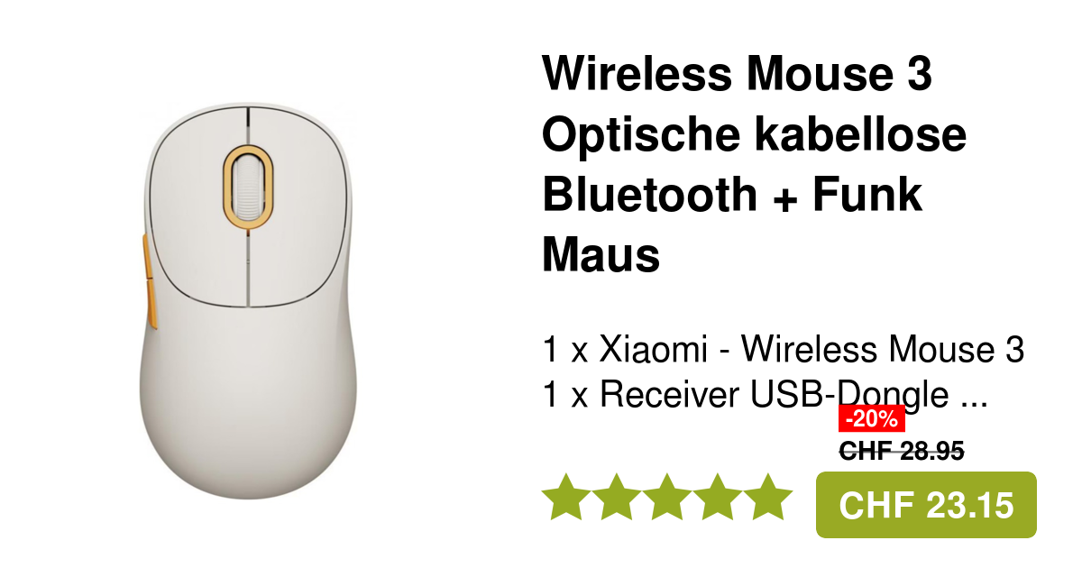 Xiaomi - kabellose BT + Funk Maus 3 in Weiss / Gelb